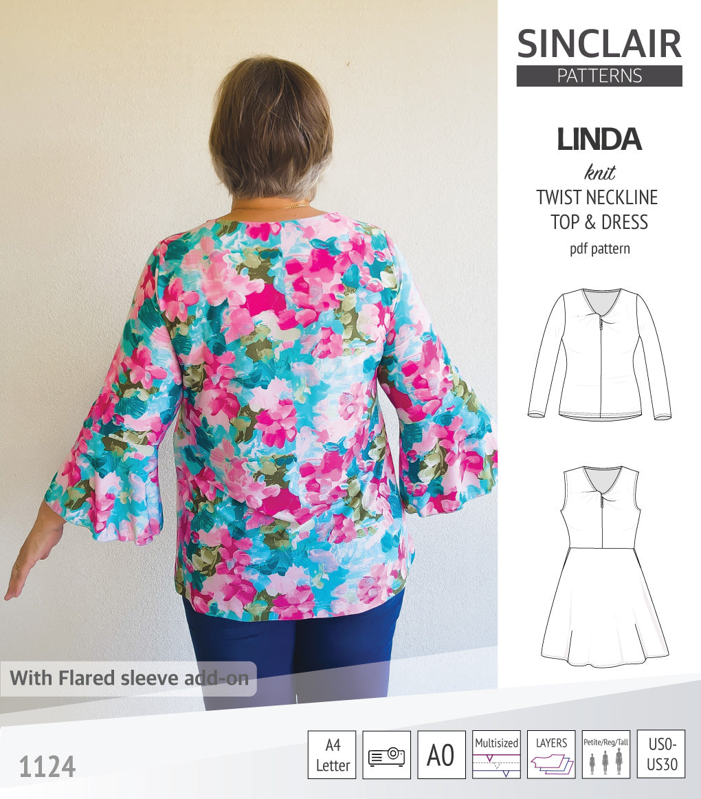 Linda twist neckline knit top and dress (PDF sewing pattern) – Sinclair ...