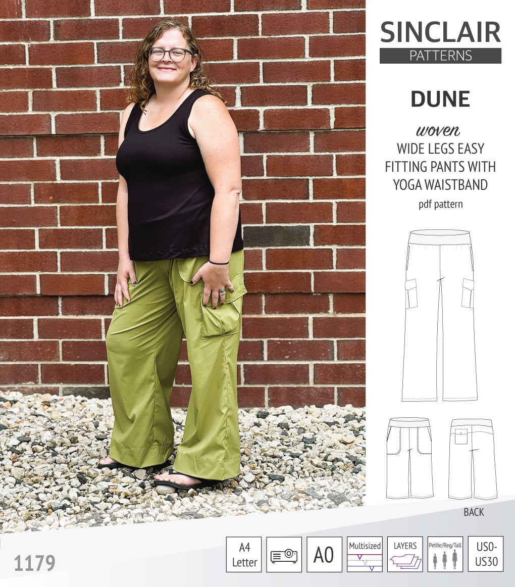 Dune wide leg woven pants with yoga waistband (pdf sewing pattern ...