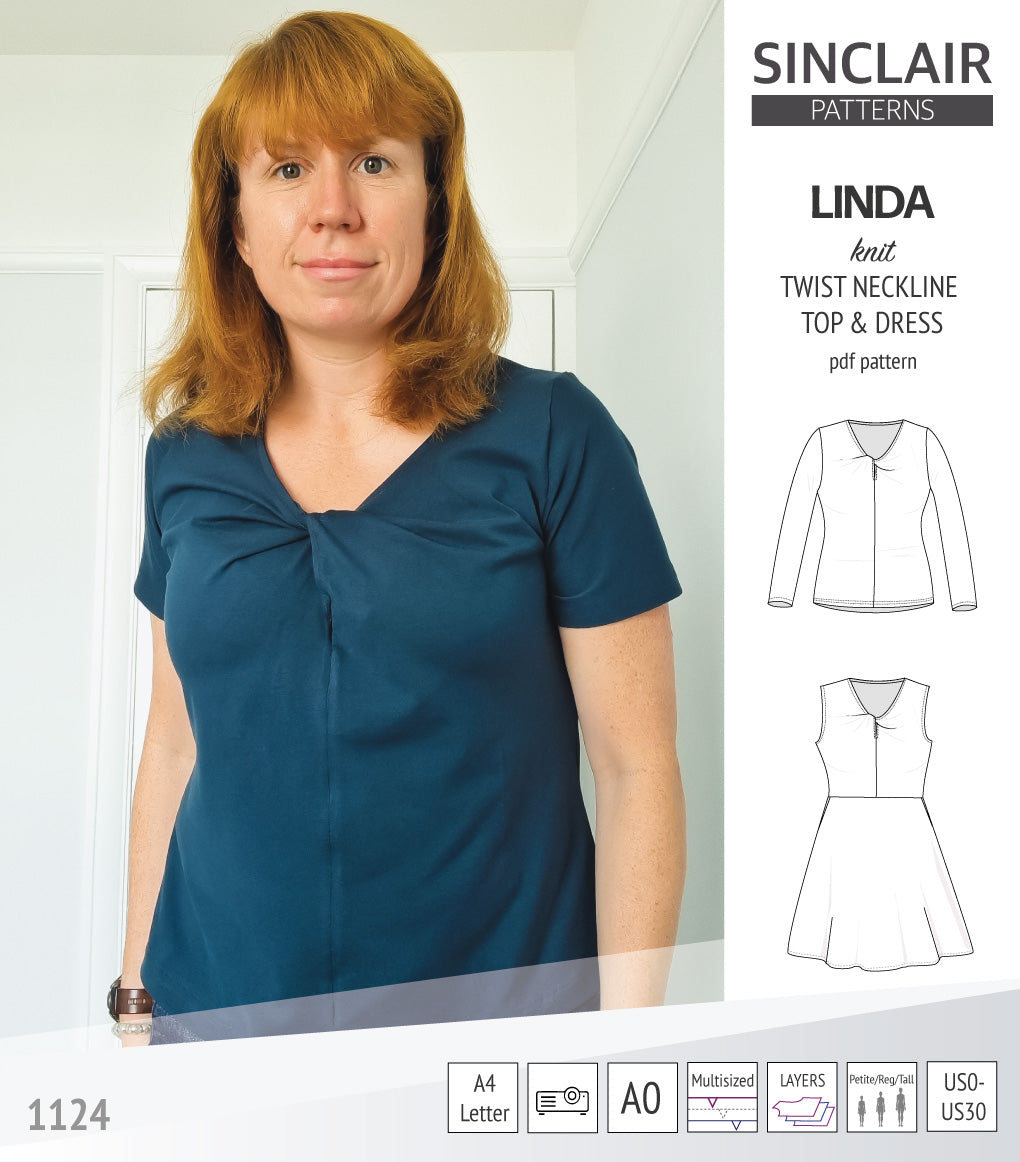 Linda twist neckline knit top and dress (PDF sewing pattern) – Sinclair ...