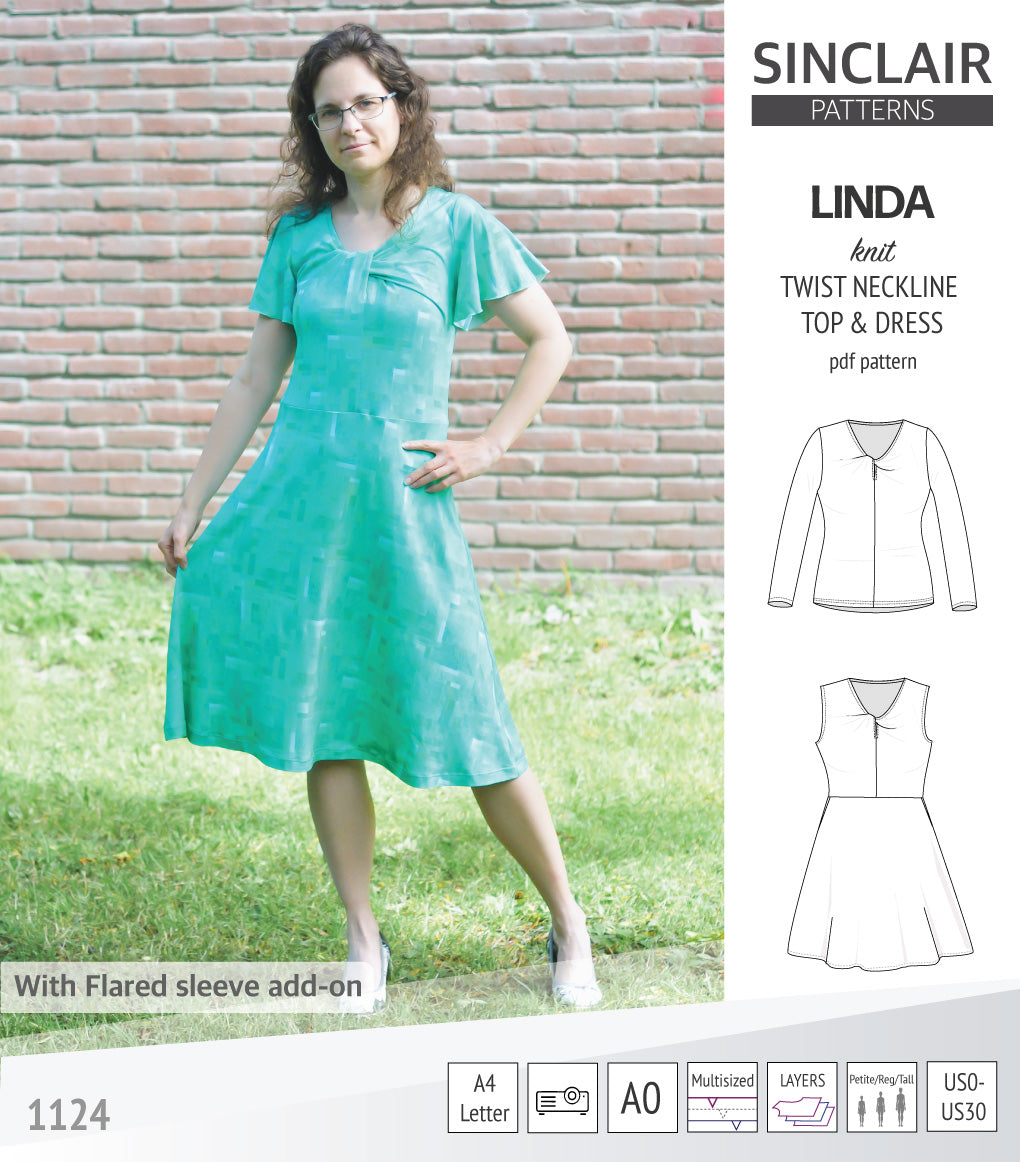 Linda twist neckline knit top and dress (PDF sewing pattern) – Sinclair ...