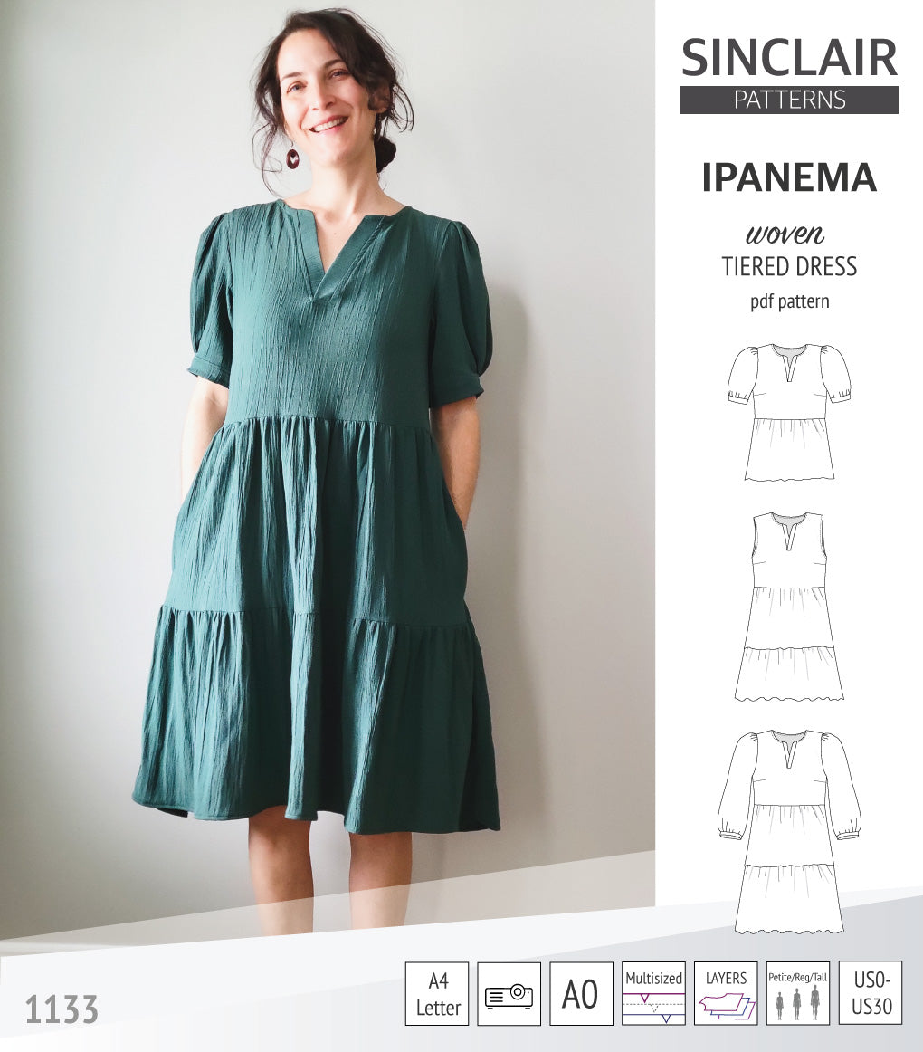 Ipanema tiered woven top and dress with a placket (PDF) – Sinclair Patterns