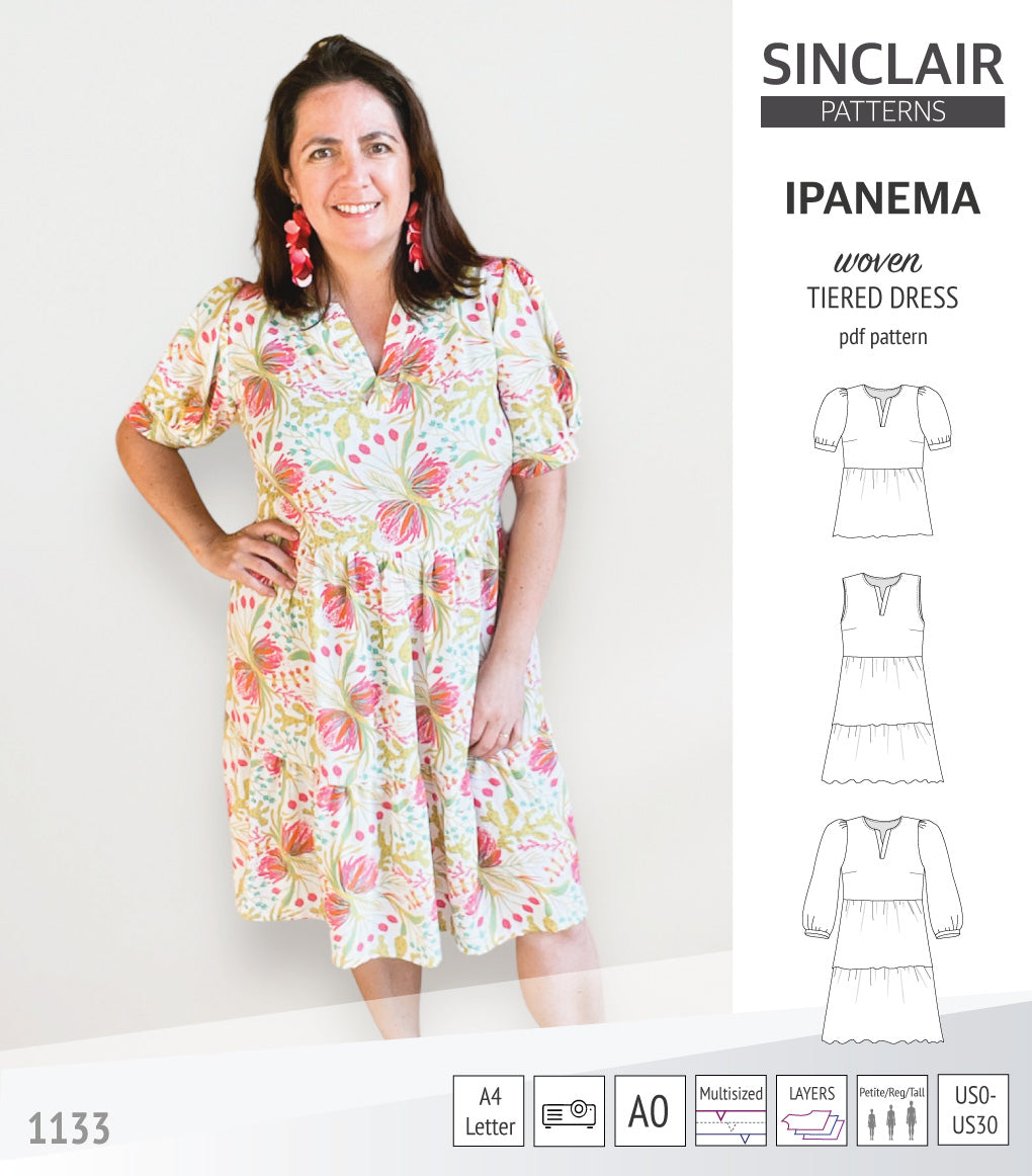 Ipanema tiered woven top and dress with a placket (PDF) – Sinclair Patterns