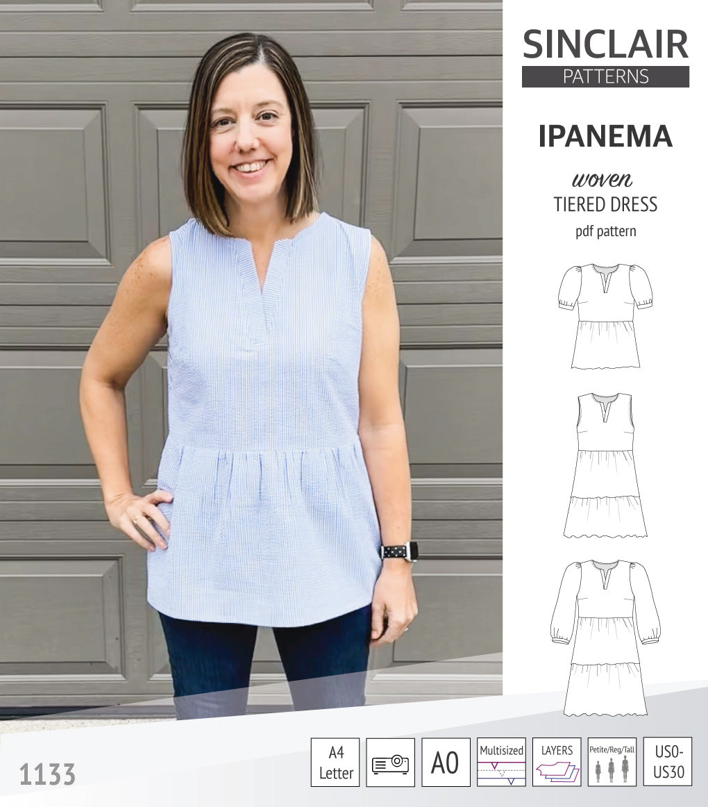 Ipanema tiered woven top and dress with a placket (PDF) – Sinclair Patterns
