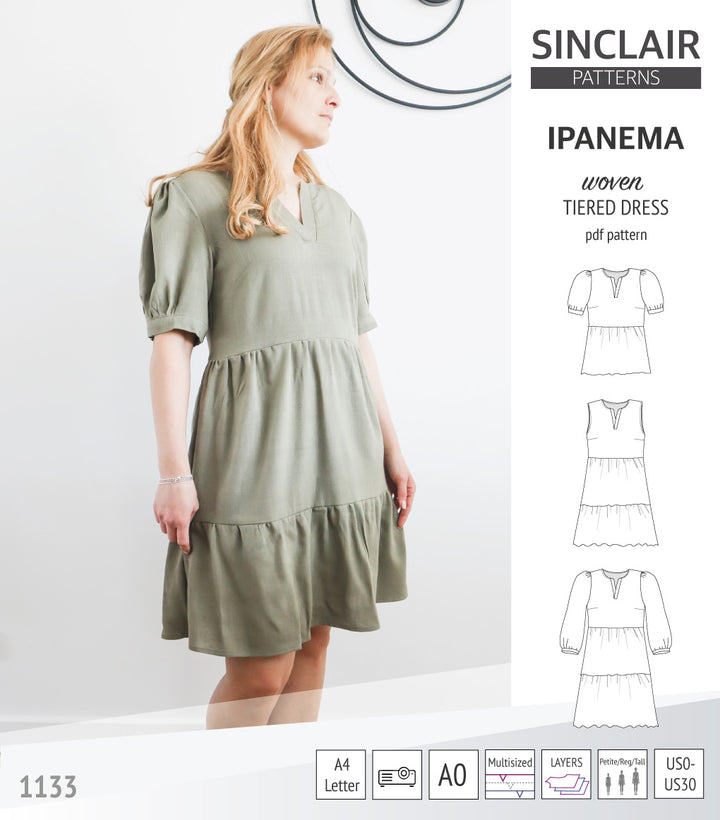 Ipanema tiered woven top and dress with a placket (PDF) – Sinclair Patterns