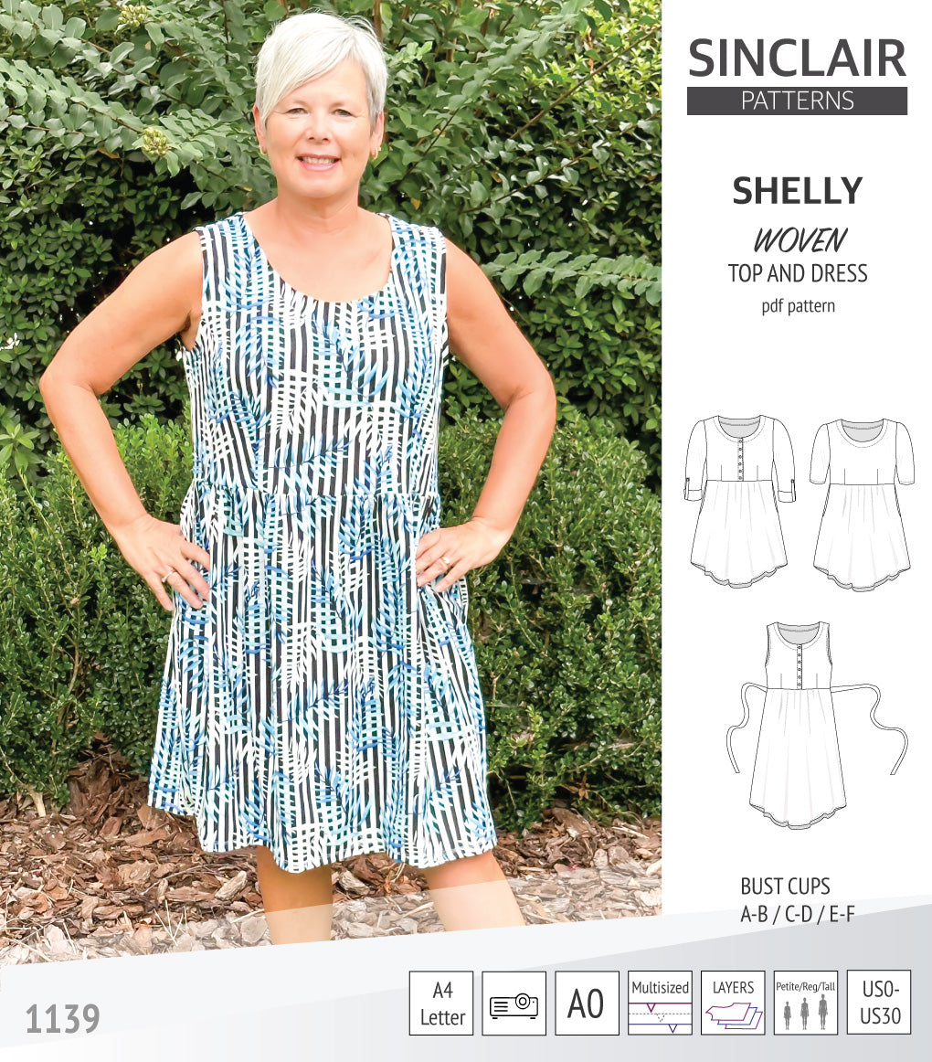 Shelly woven dress with a placket PDF) – Sinclair Patterns