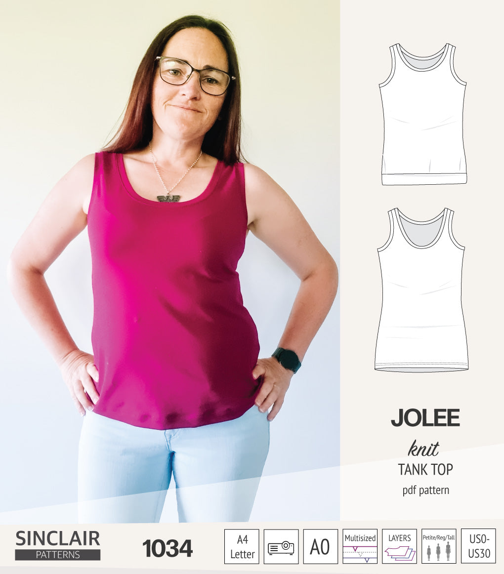 Jolee knit longline tank top sewing pattern (PDF) – Sinclair Patterns