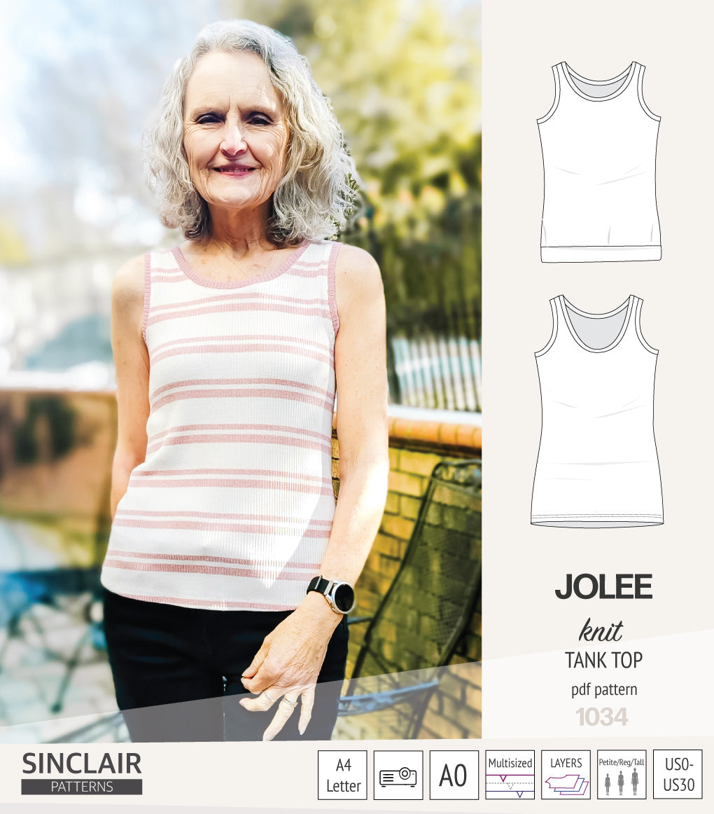 Jolee knit longline tank top sewing pattern (PDF) – Sinclair Patterns