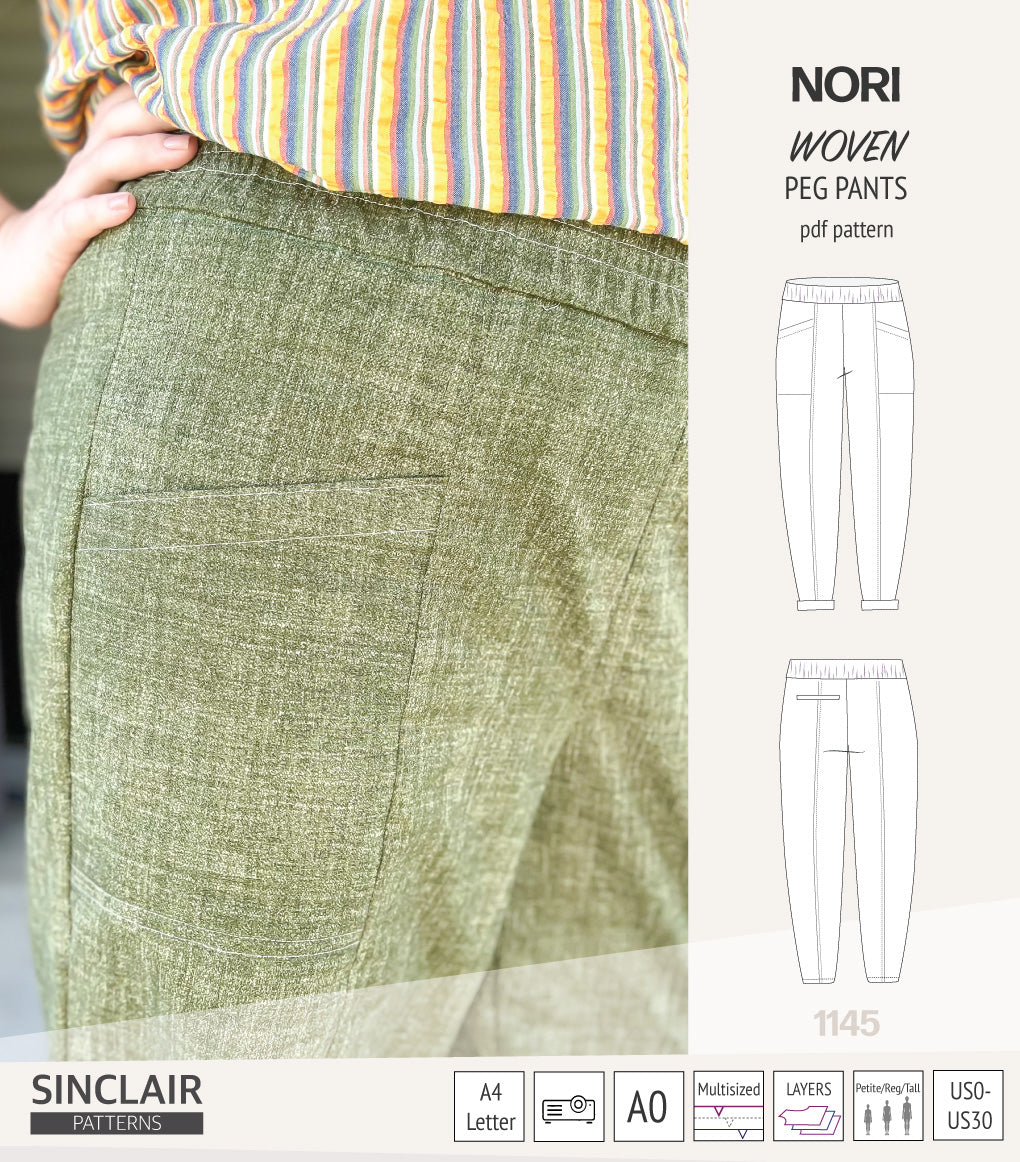 Nori peg/barrel style pants with pockets (pdf sewing pattern ...