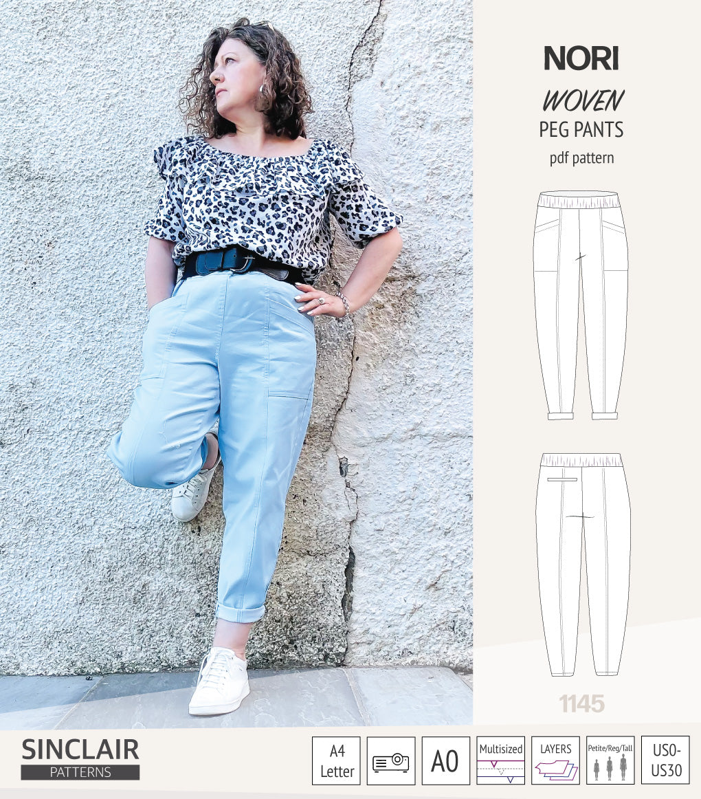 Nori peg/barrel style pants with pockets (pdf sewing pattern ...