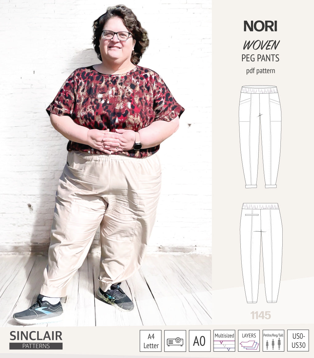 Nori peg/barrel style pants with pockets (pdf sewing pattern ...