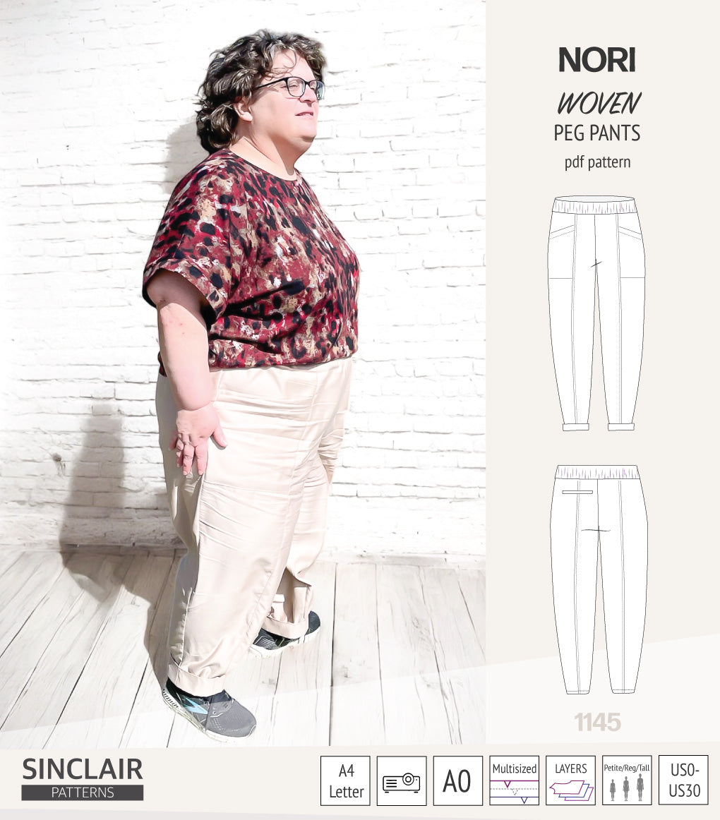 Nori peg/barrel style pants with pockets (pdf sewing pattern ...