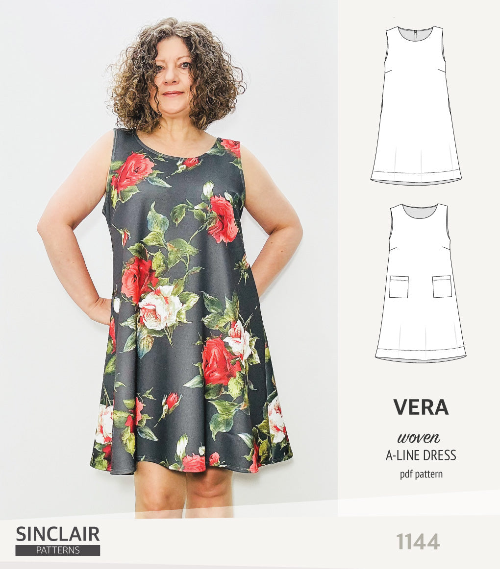 Vera A-line woven dress with pockets (PDF) – Sinclair Patterns