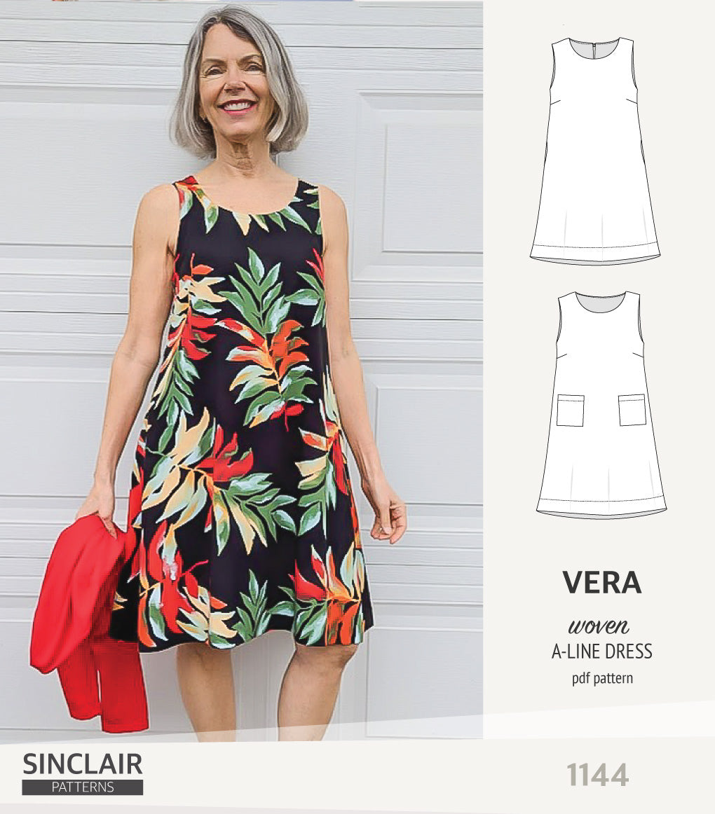 Vera A-line woven dress with pockets (PDF) – Sinclair Patterns