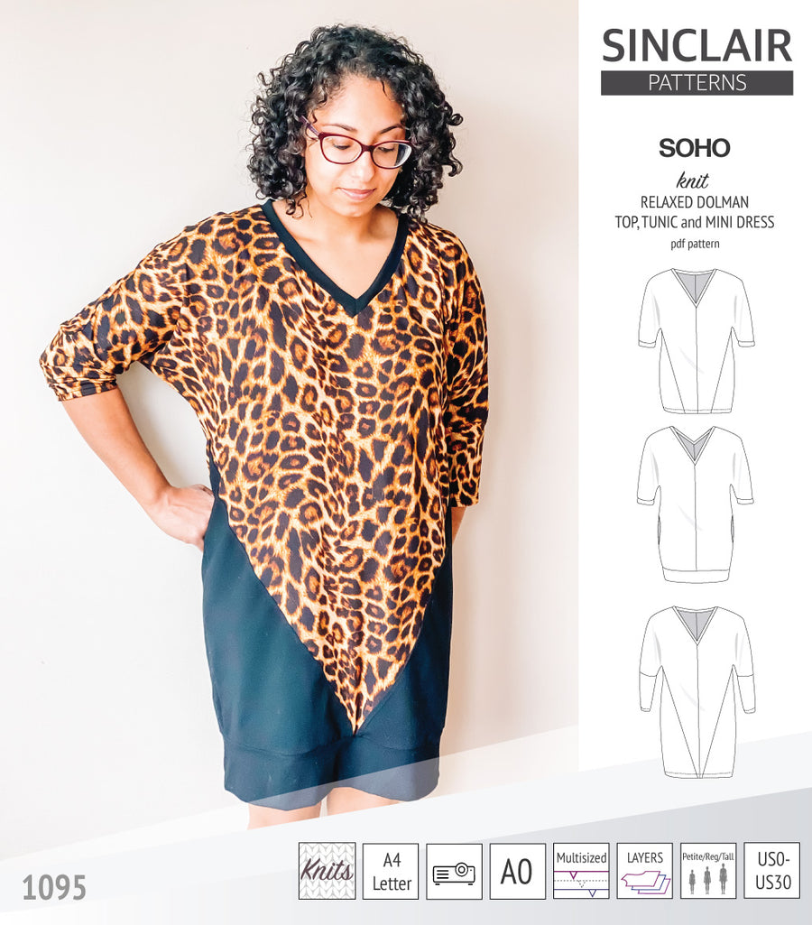 Soho dolman relaxed style top, tunic and mini dress - pdf sewing ...