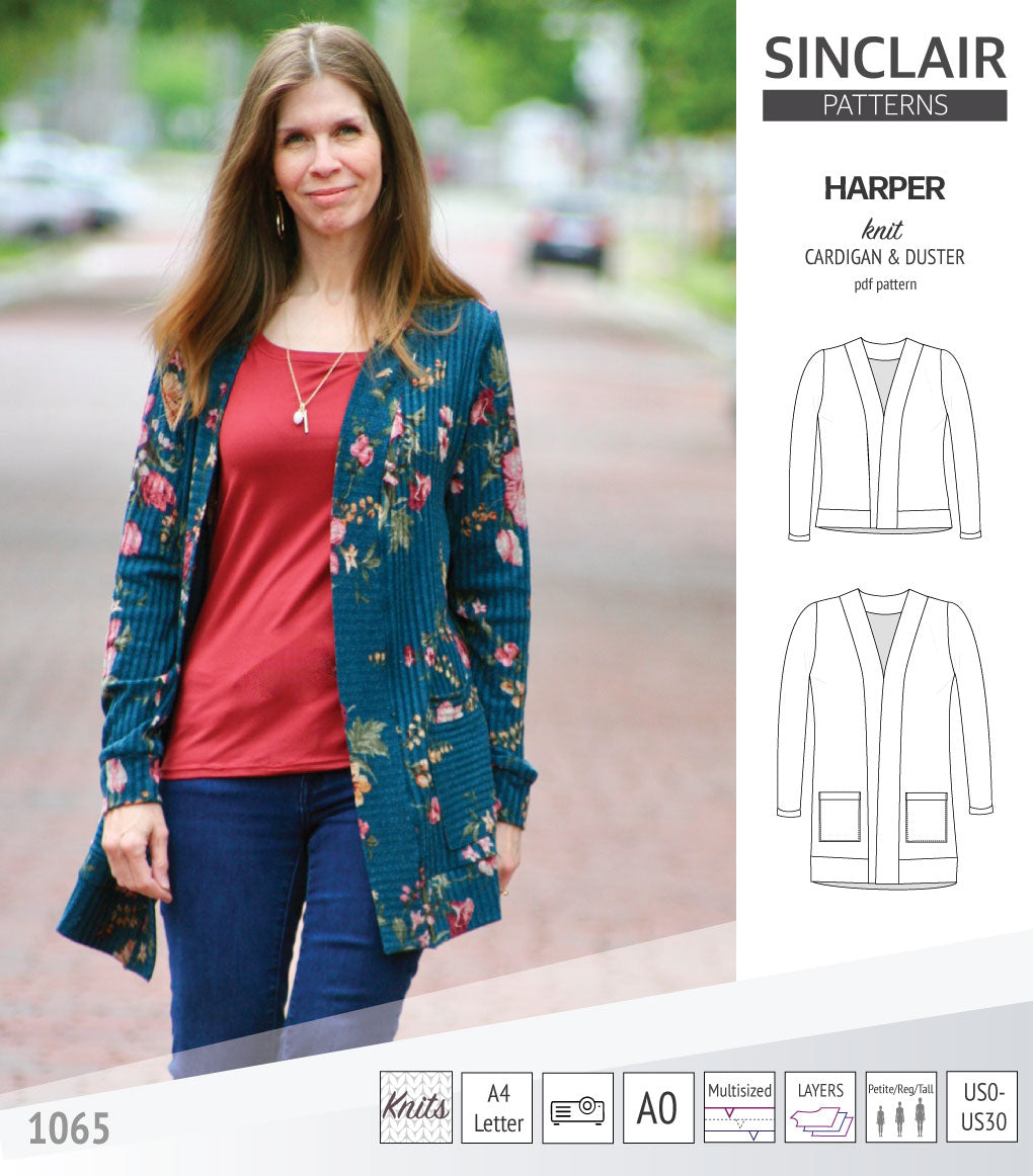 Harper classic knit cardigan and duster (PDF sewing pattern ...