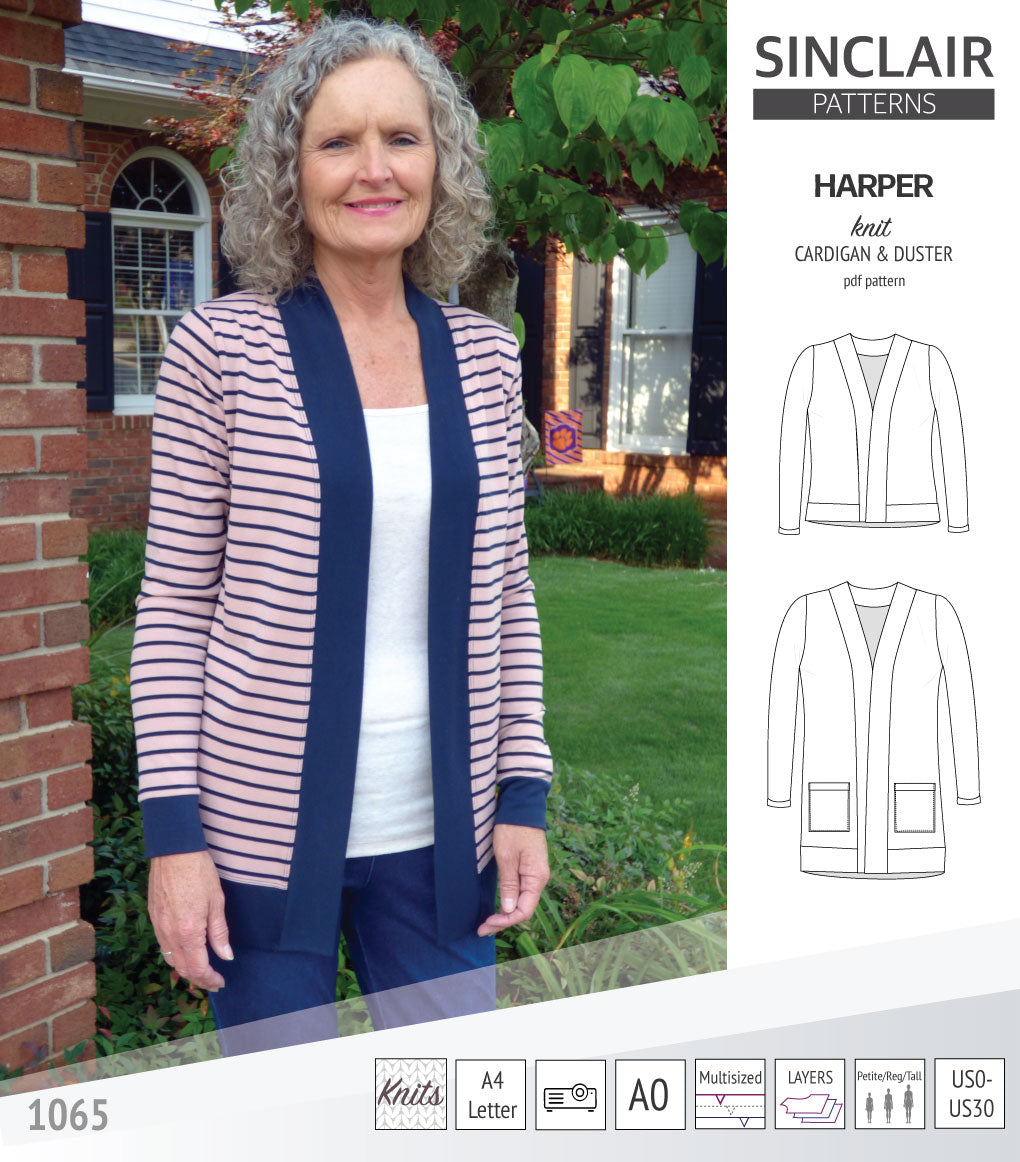 Harper classic knit cardigan and duster (PDF sewing pattern ...