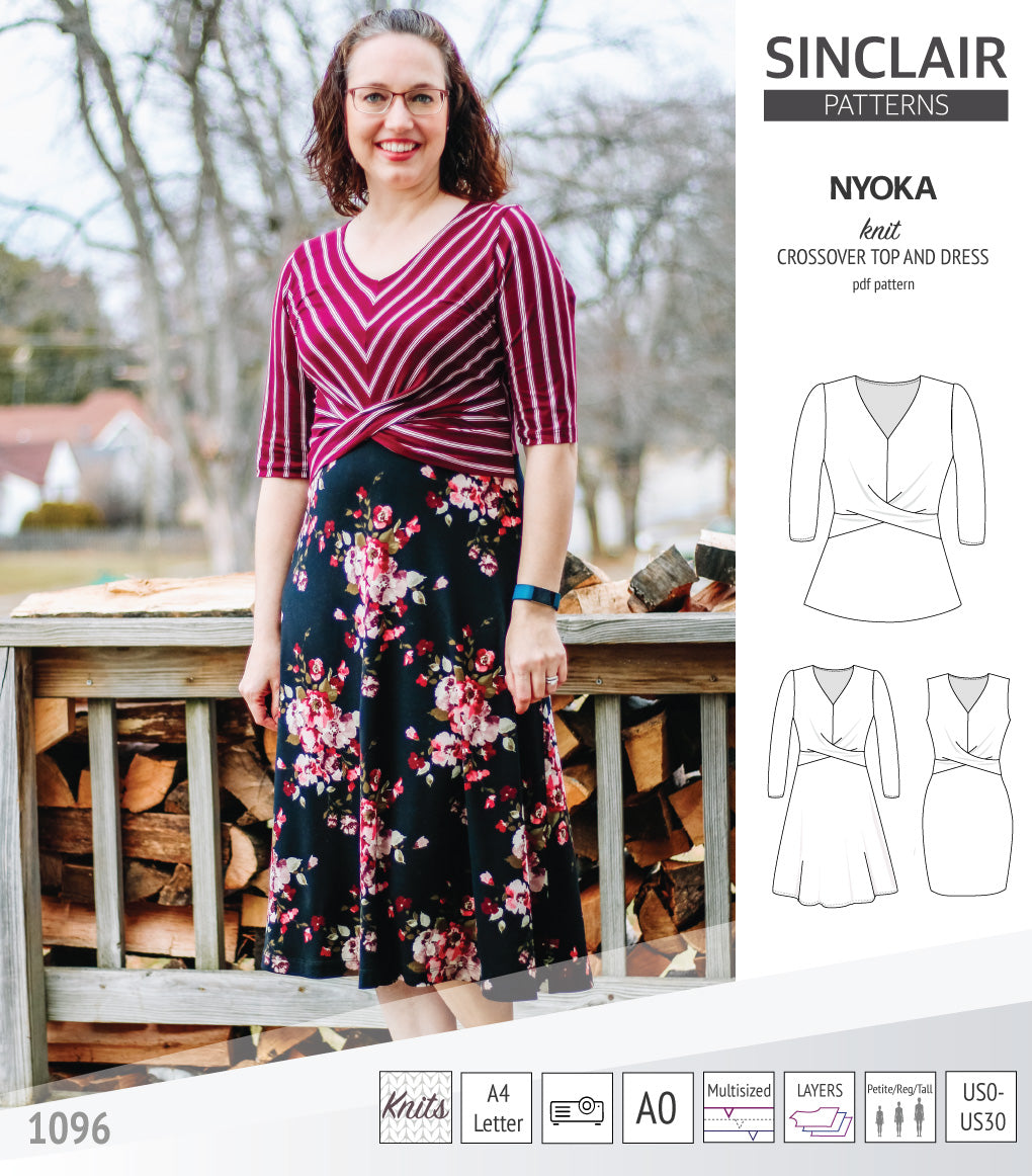 Nyoka knit crossover dress (PDF sewing pattern) – Sinclair Patterns