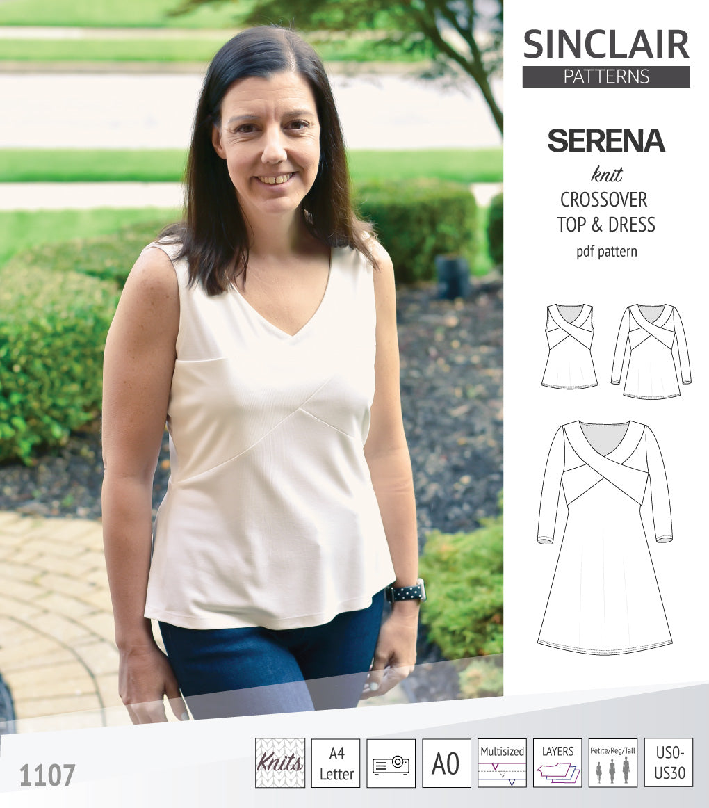 Serena crossover knit top and dress (PDF) – Sinclair Patterns