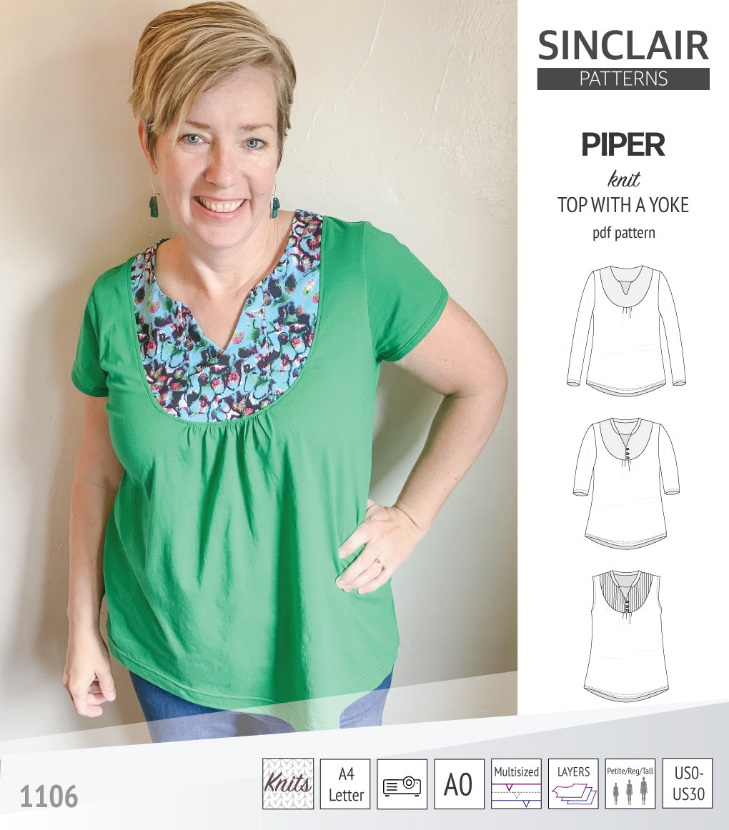 Piper knit top with a woven yoke (pdf) – Sinclair Patterns