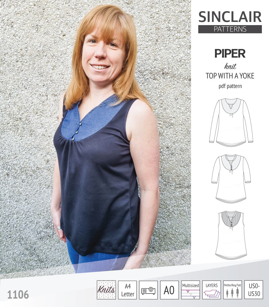 Piper knit top with a woven yoke (pdf) – Sinclair Patterns