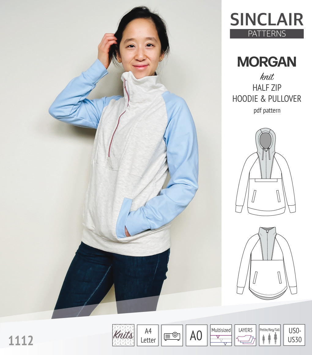 Morgan half zip pullover and hoodie (PDF) – Sinclair Patterns
